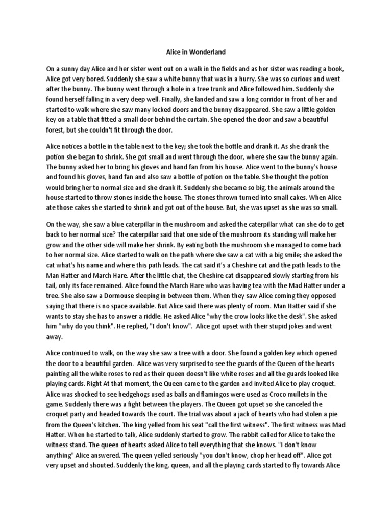 Alice in Wonderland Story Telling | PDF | Alice's Adventures In Wonderland