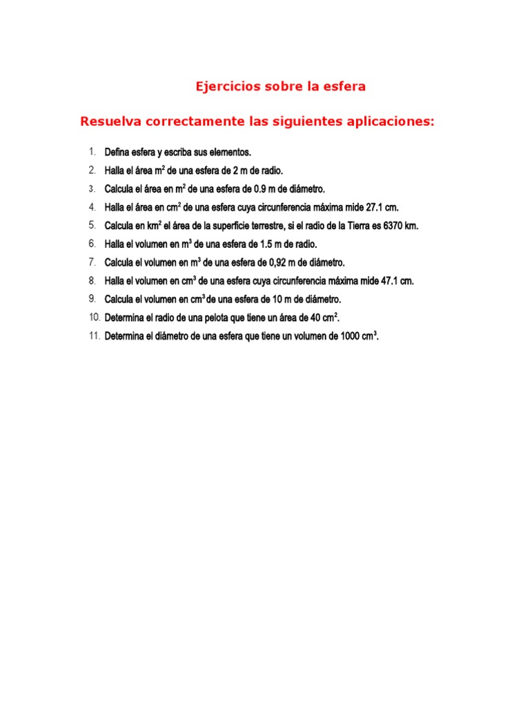 Ejercicio Sobre La Esfera | PDF