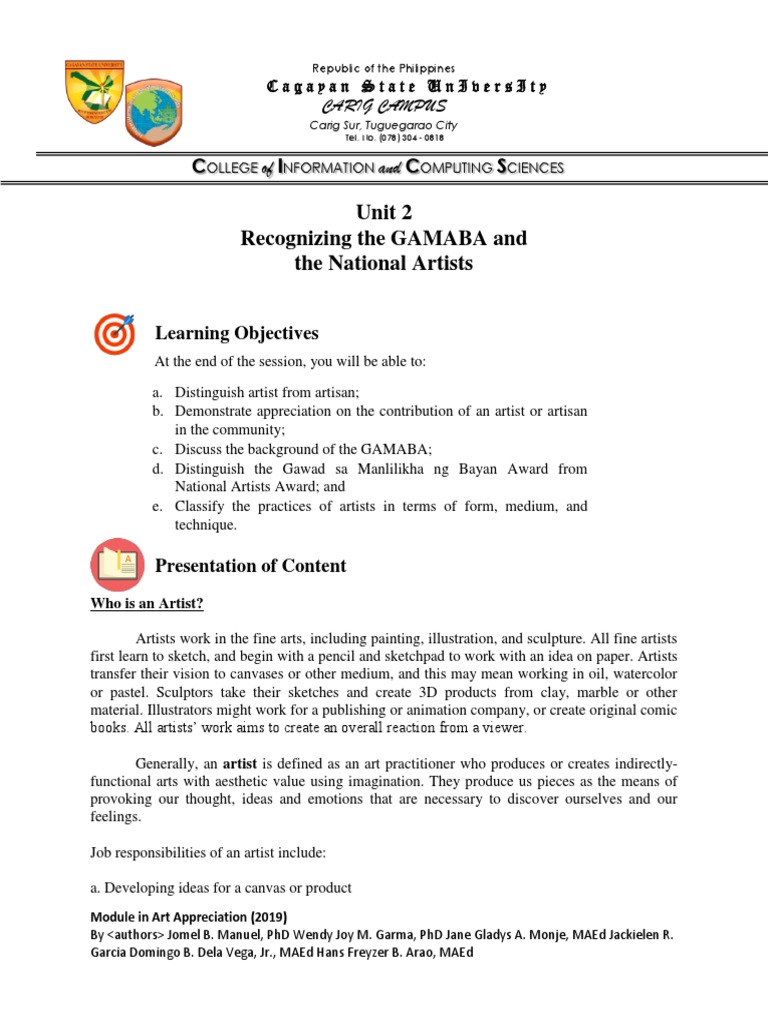 GAMABA and National Artists Overview | PDF | Philippines | The Arts
