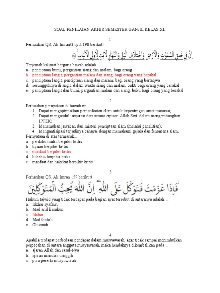 Soal Pas Ganjil Kelas Xii | PDF