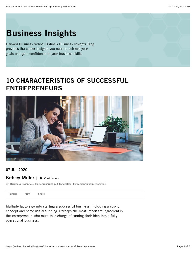 10 Characteristics Of Successful Entrepreneurs Pdf Entrepreneurship