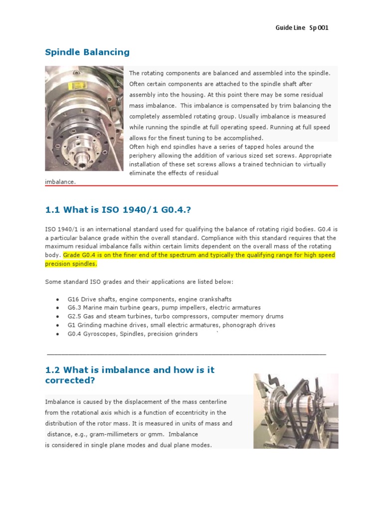 Spindle Balancing: Guide Line SP 001 | PDF | Turbine | Screw