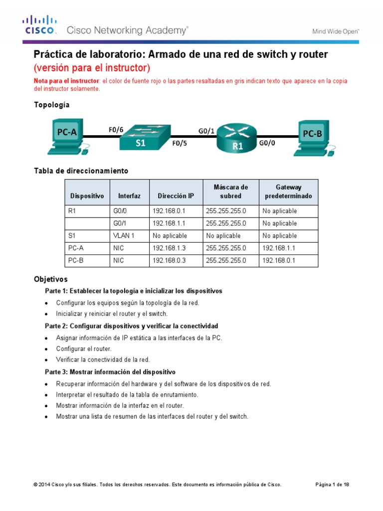 6.4.3.5 Lab - Building A Switch and Router Network - ILM | PDF | Enrutador (Computación ...