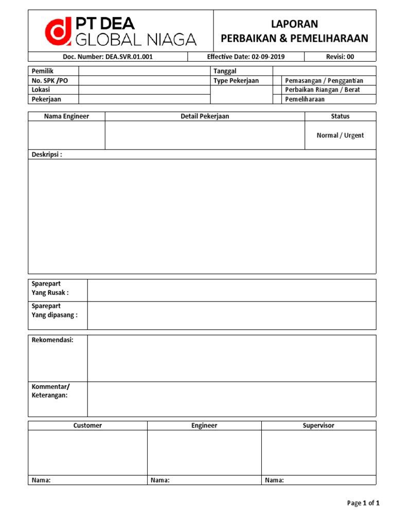 Form - Laporan Services & Maintenance Radio Repeater TIA Lanjutan | PDF