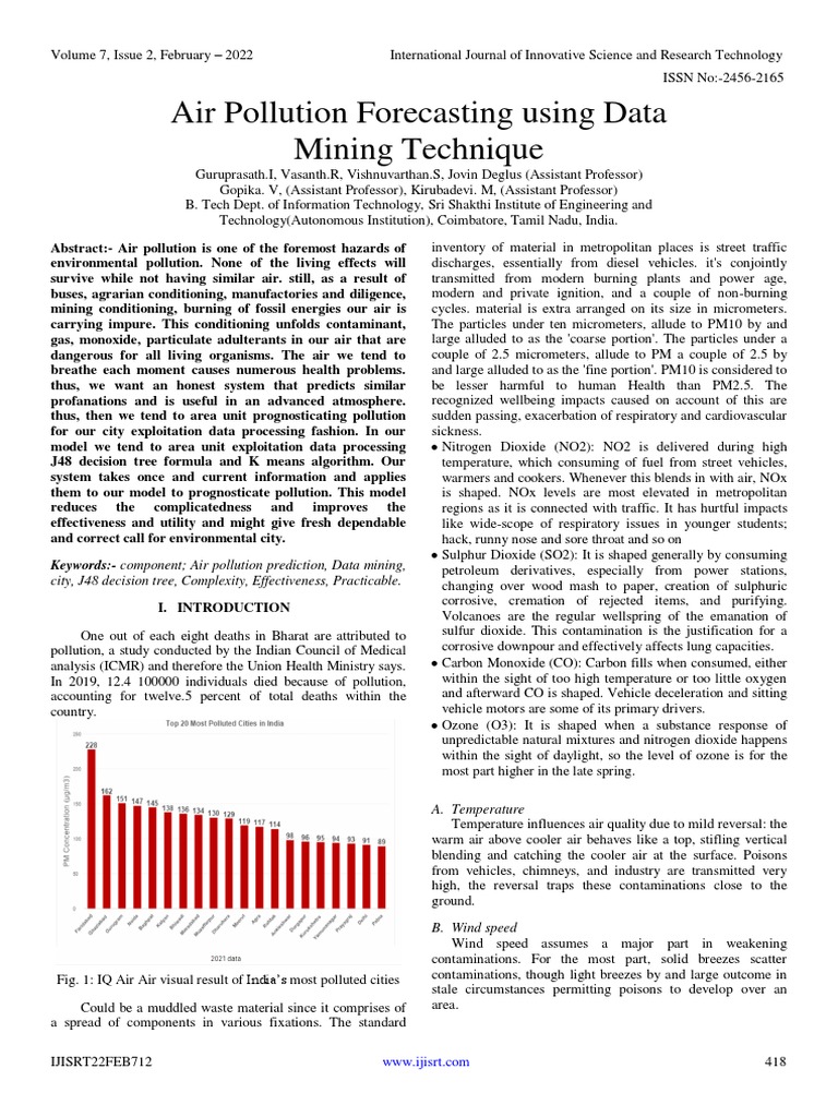 Air Pollution Forecasting Using Data Mining Technique | PDF