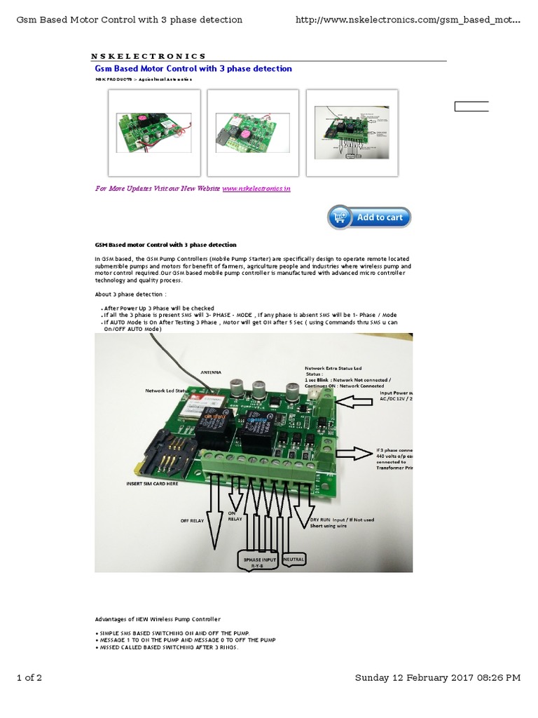 GSM Based Motor Control With 3 Phase Detection | PDF | Gsm | Electric Motor