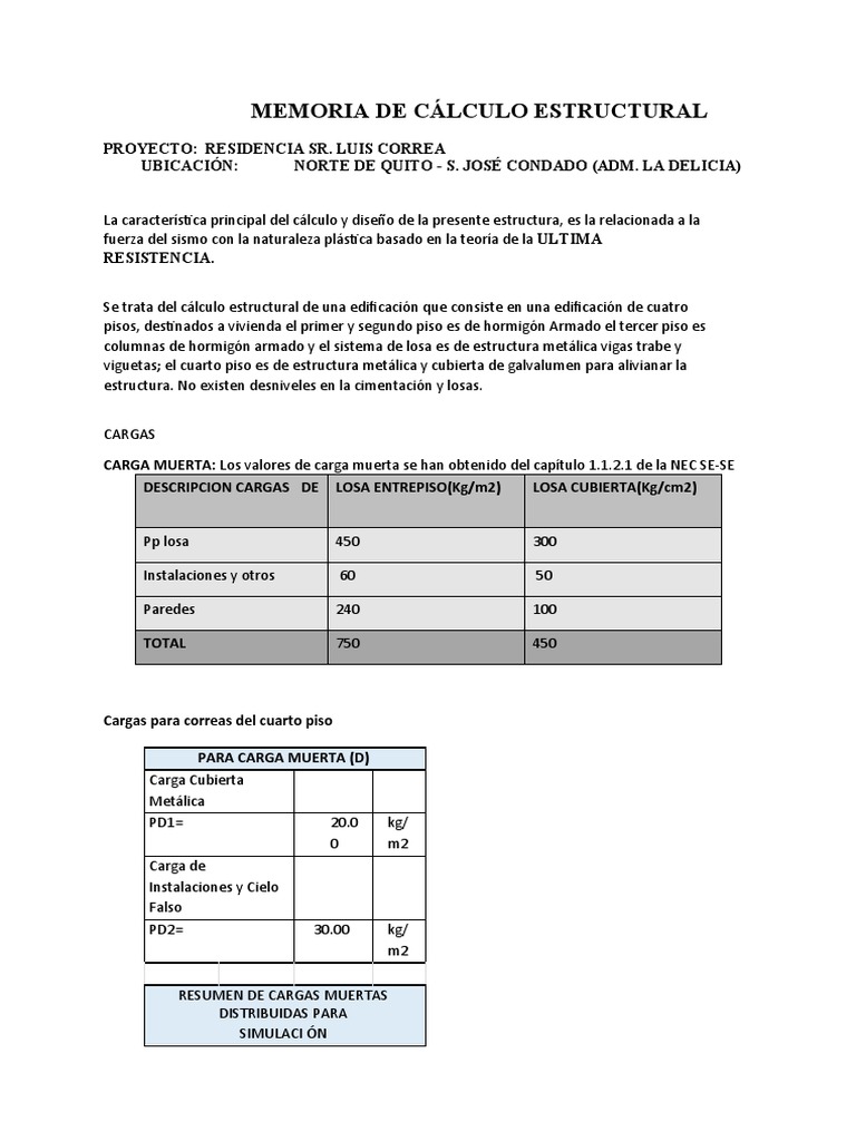 Ejemplo de Memoria de Cálculo Estructural | PDF | Fundación (Ingeniería ...