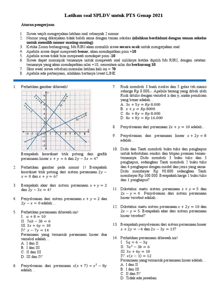Latihan Soal SPLDV Untuk PTS | PDF
