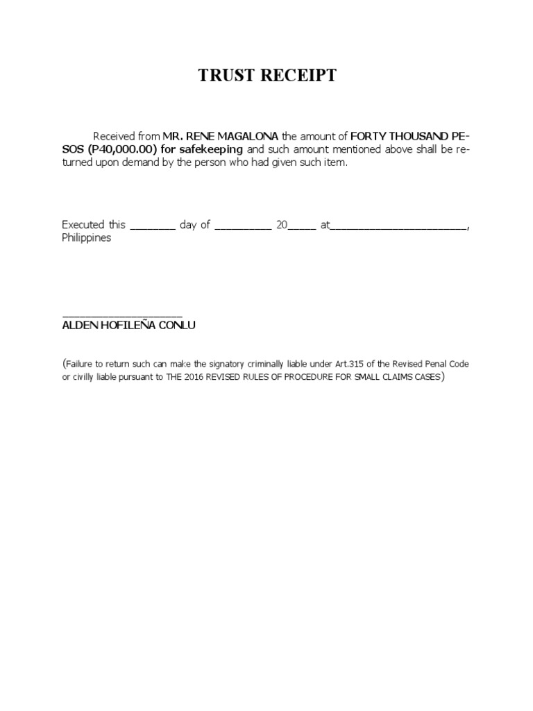 Trust Receipt 2 | PDF