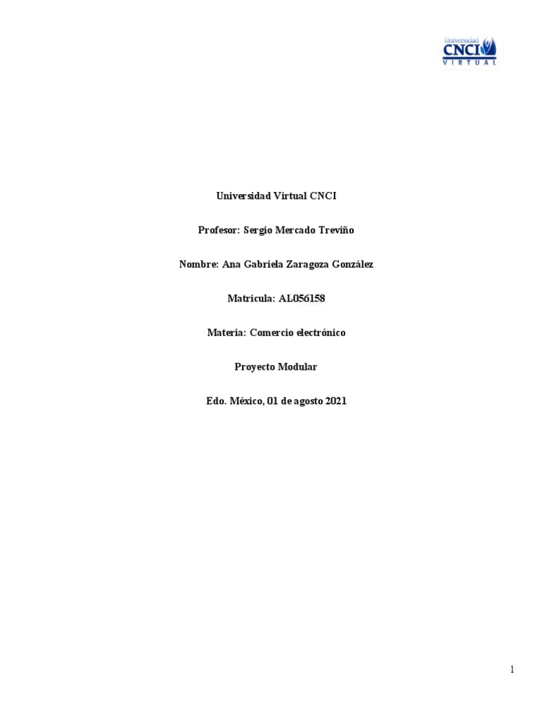 Proyecto Modular | PDF | Comercio electrónico | Calidad (comercial)