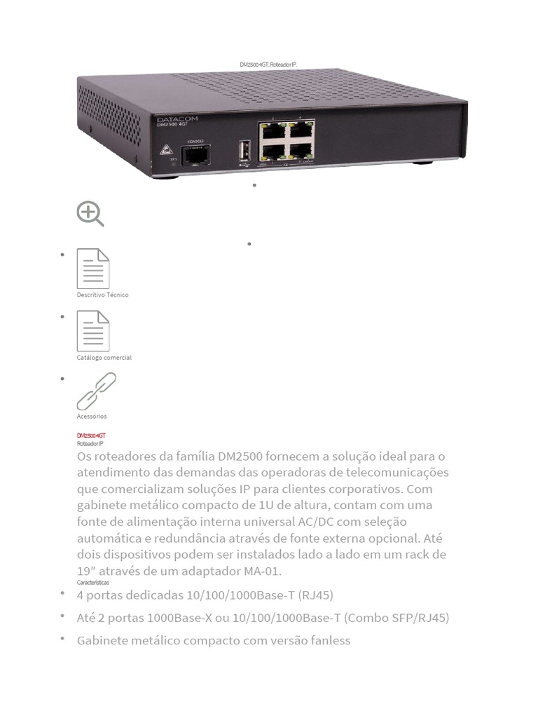 DM2500 4GT Datacom | PDF | Roteamento | Roteador (informática)