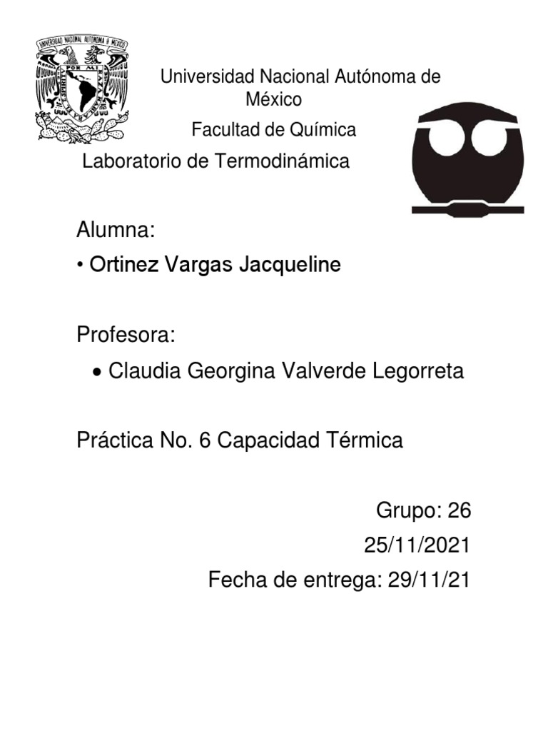 Practica 6 Capacidad Termica | PDF | Temperatura | Calor