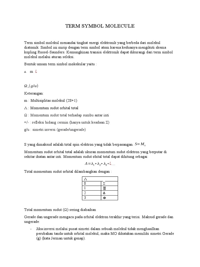 Term Symbol Molecular | PDF