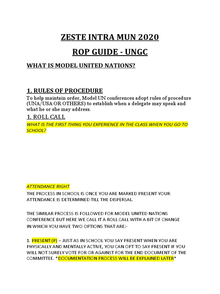 MUN TRAINING ROP's | PDF | International Relations | World Politics