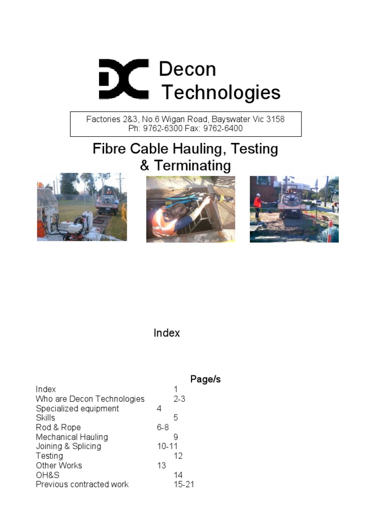 Decon Technologies Information Pack | PDF | Optical Fiber | Cable ...