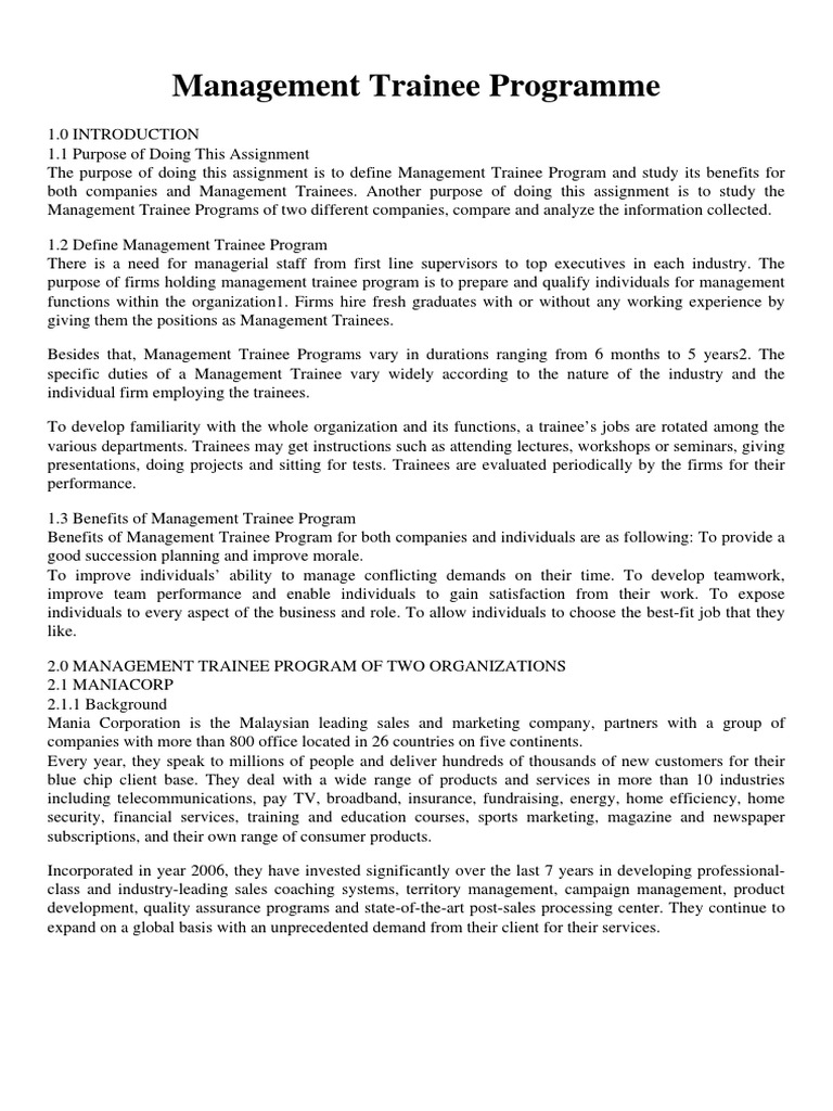 Management Trainee Programme | PDF | Economies | Business