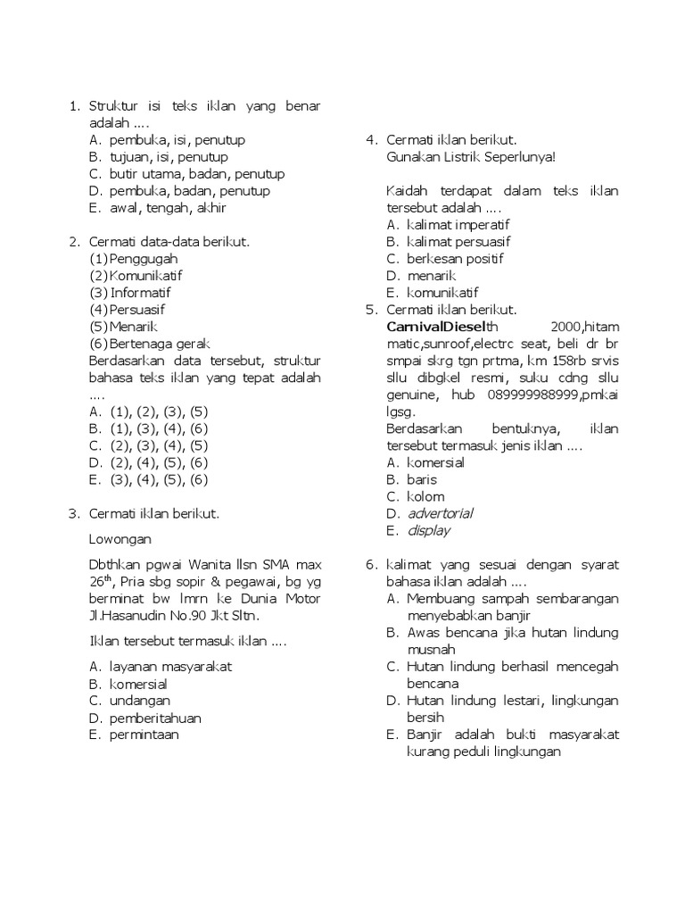 Soal Teks Iklan | PDF