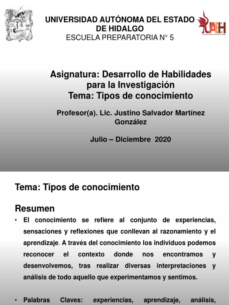 Tipos Conocimiento | Descargar gratis PDF | Conocimiento | Empirismo