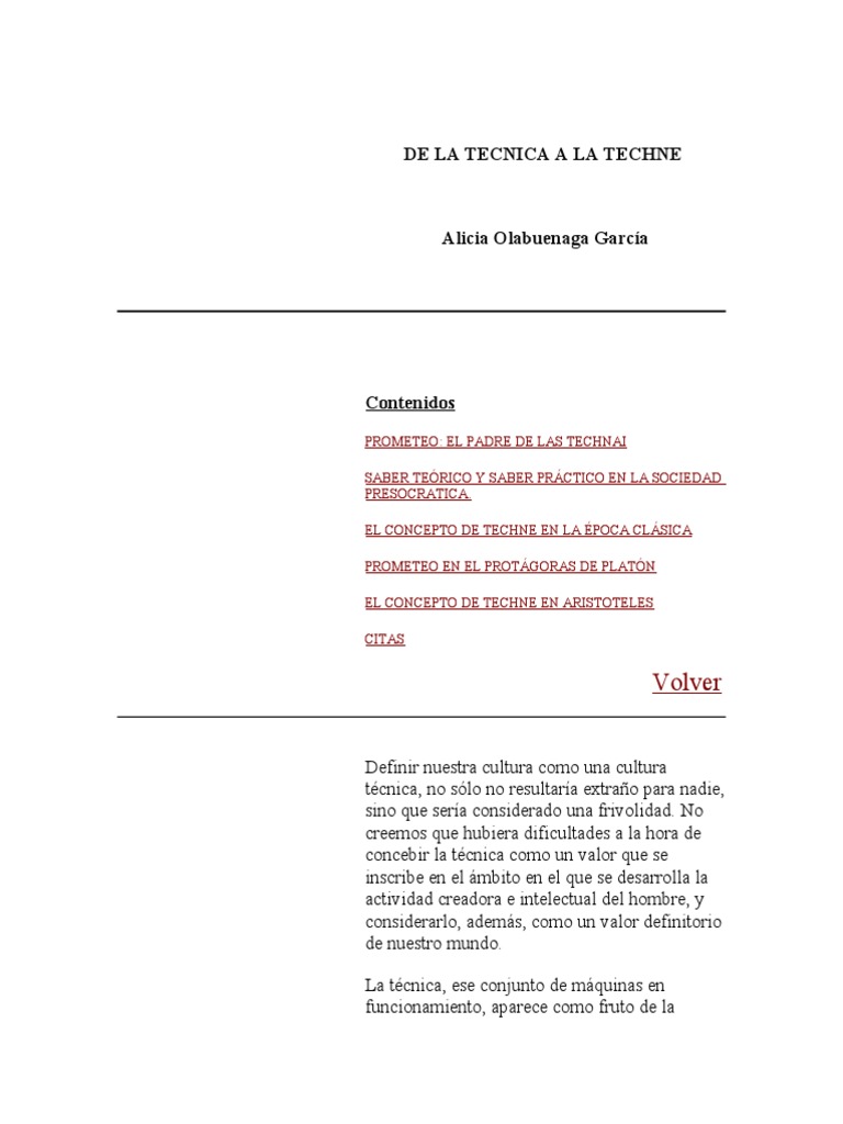 De La Tecnica A La Techne | PDF | Aristóteles | Science