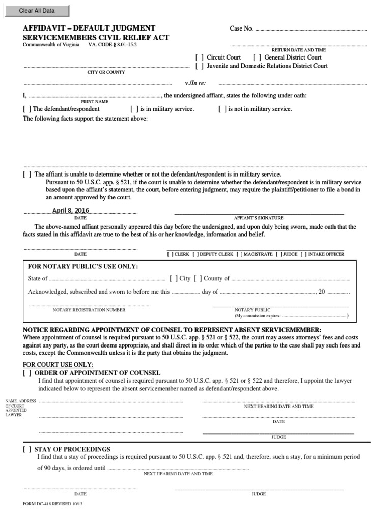 Affidavit for Default Judgment SCRA | PDF | Affidavit | Notary Public