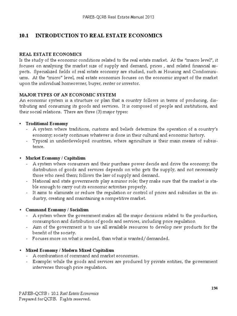 Real Estate Economics | PDF | Market (Economics) | Economics