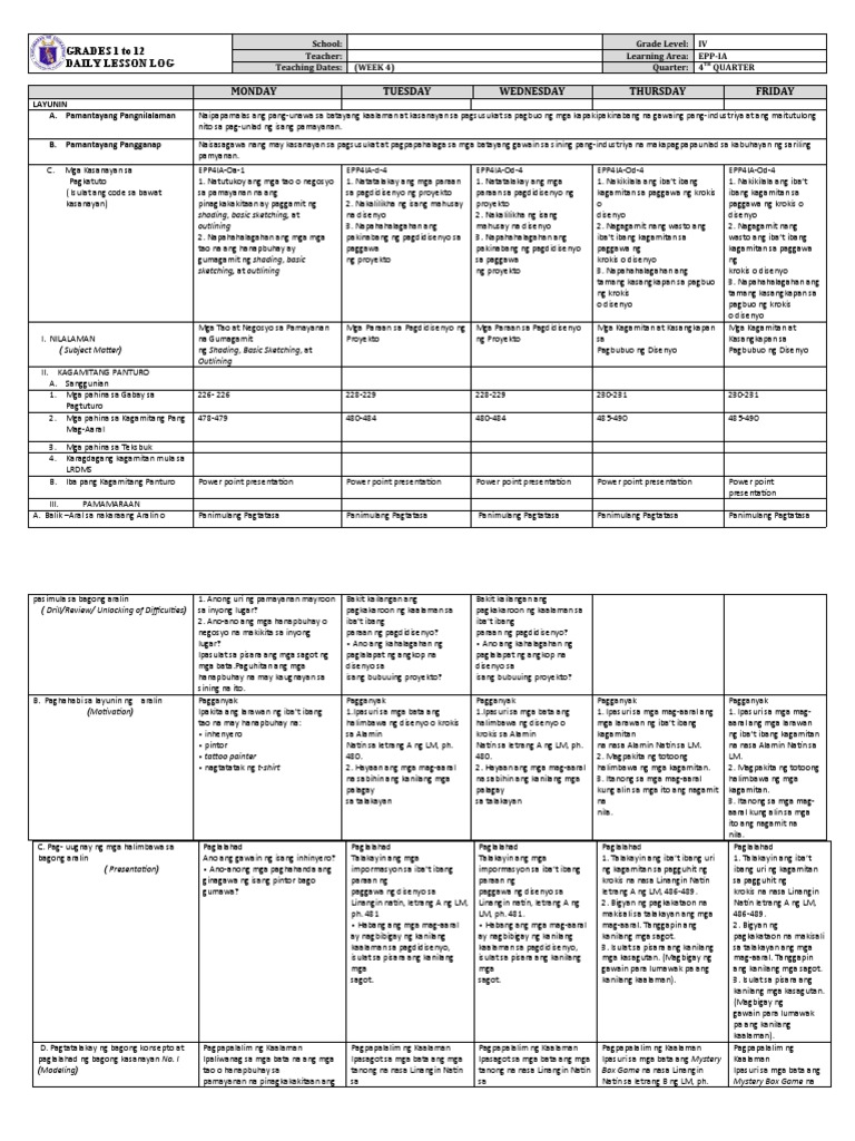 Grade 4 DLL Epp 4 q4 Week 4 | PDF