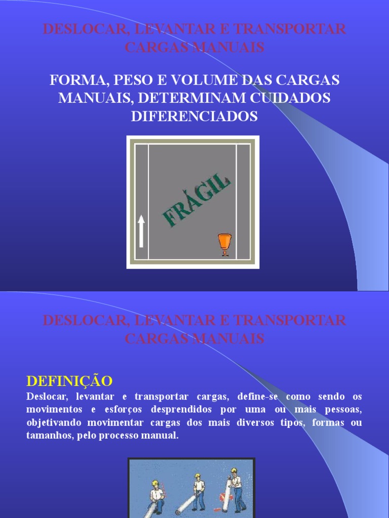 Transporte Manual de Cargas | PDF | Corpo humano | Fatores humanos e Ergonomia