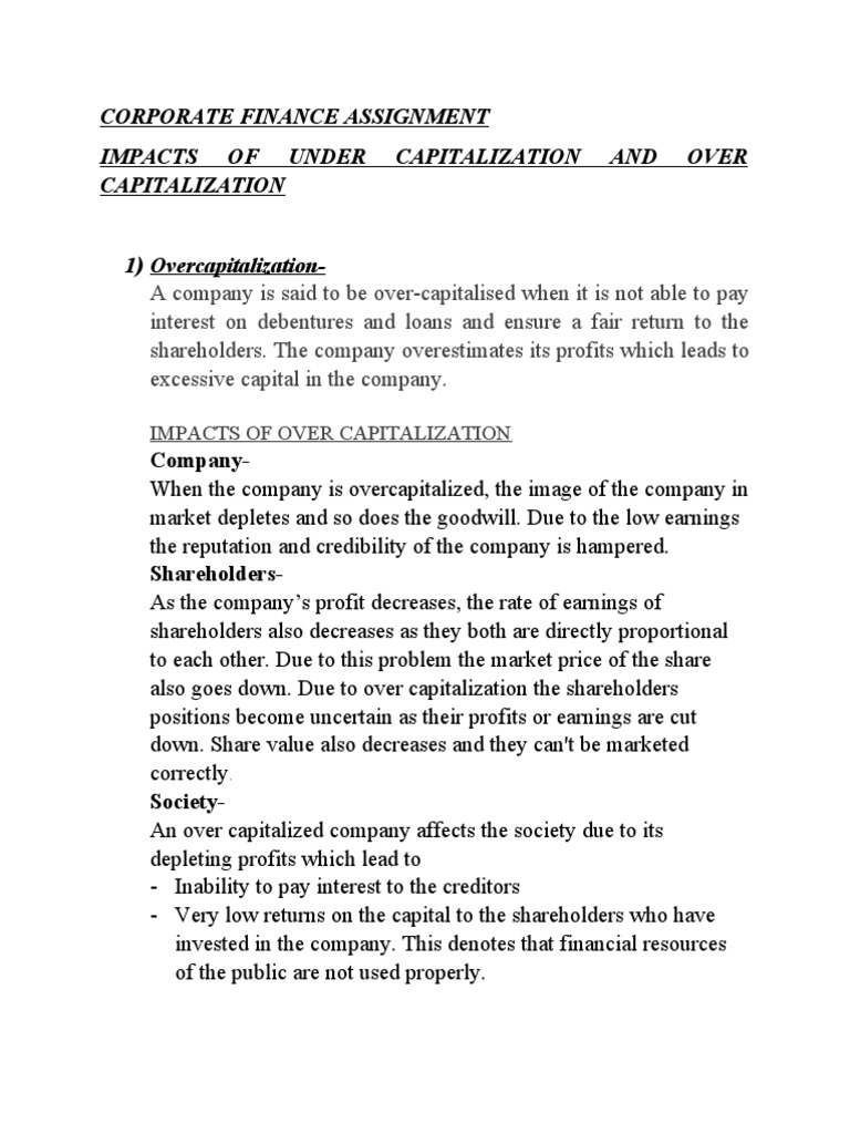 Impacts of Undercapitalization and Overcapitalization: Analyzing the ...