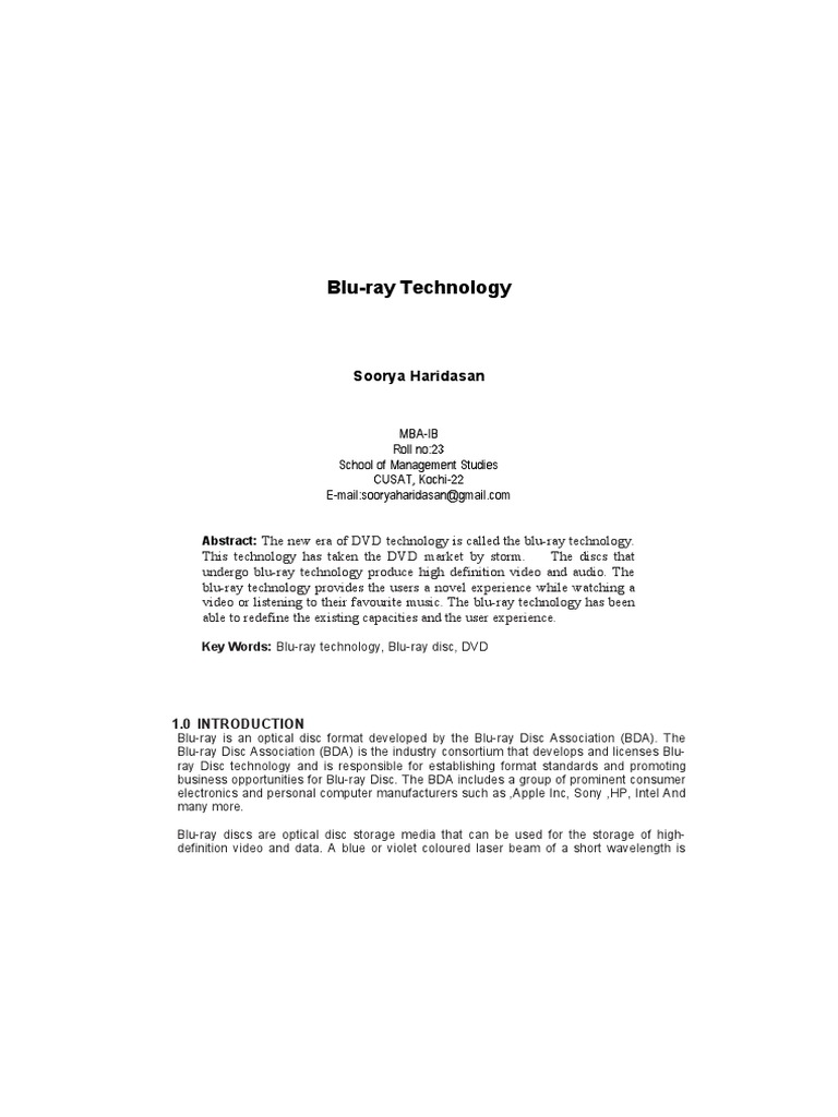 Blu Ray Technology Pdf Blu Ray Dvd