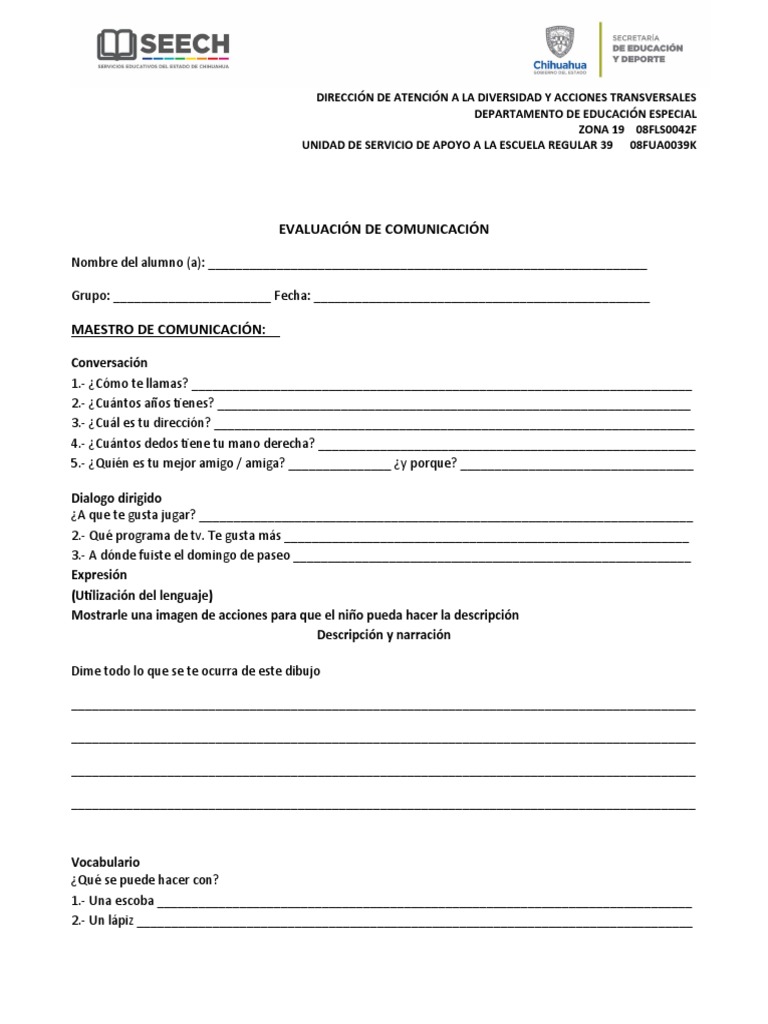 Evaluacion De Comunicacion Pdf
