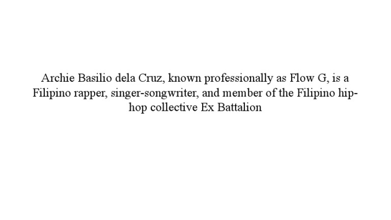 Flow G: Filipino Rapper Profile | PDF