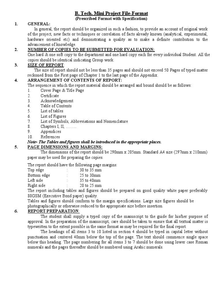 B.Tech - Mini Project Format | PDF | Paragraph | Manuscript