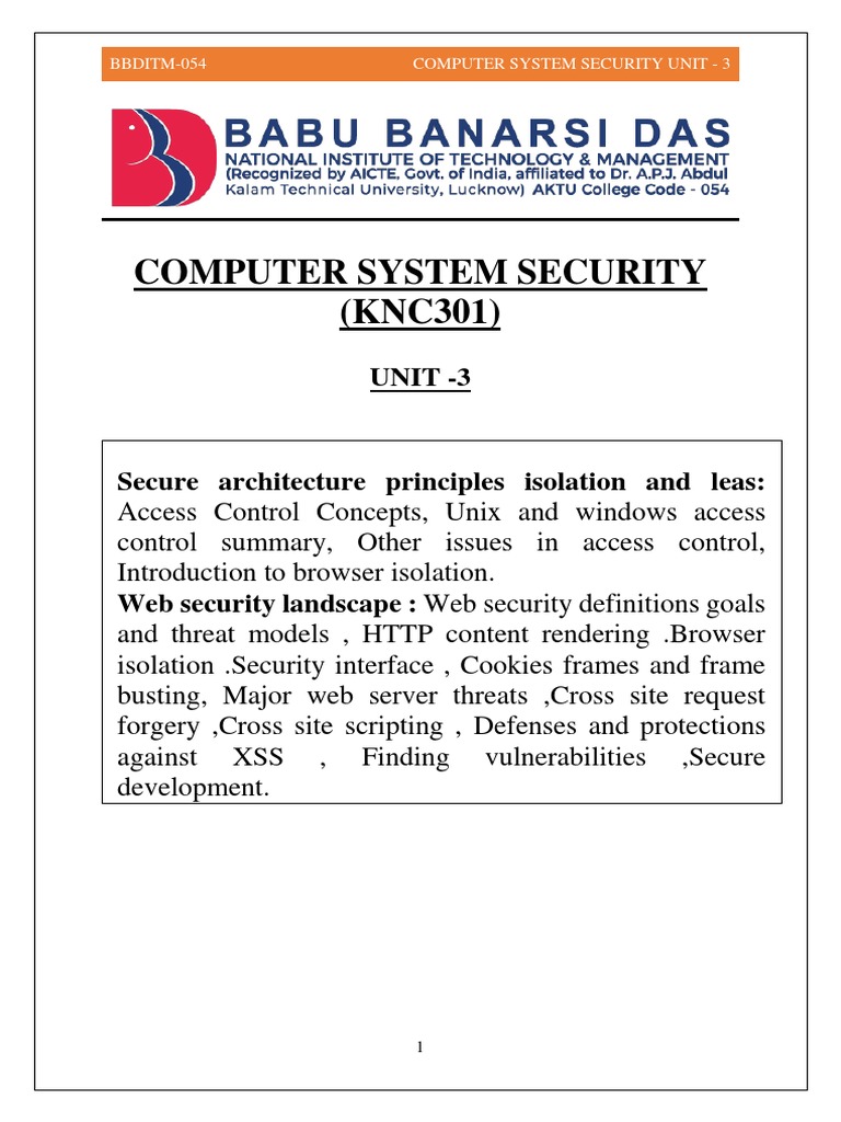 Principles of Access Control, Browser Isolation, and Comparison of Unix ...