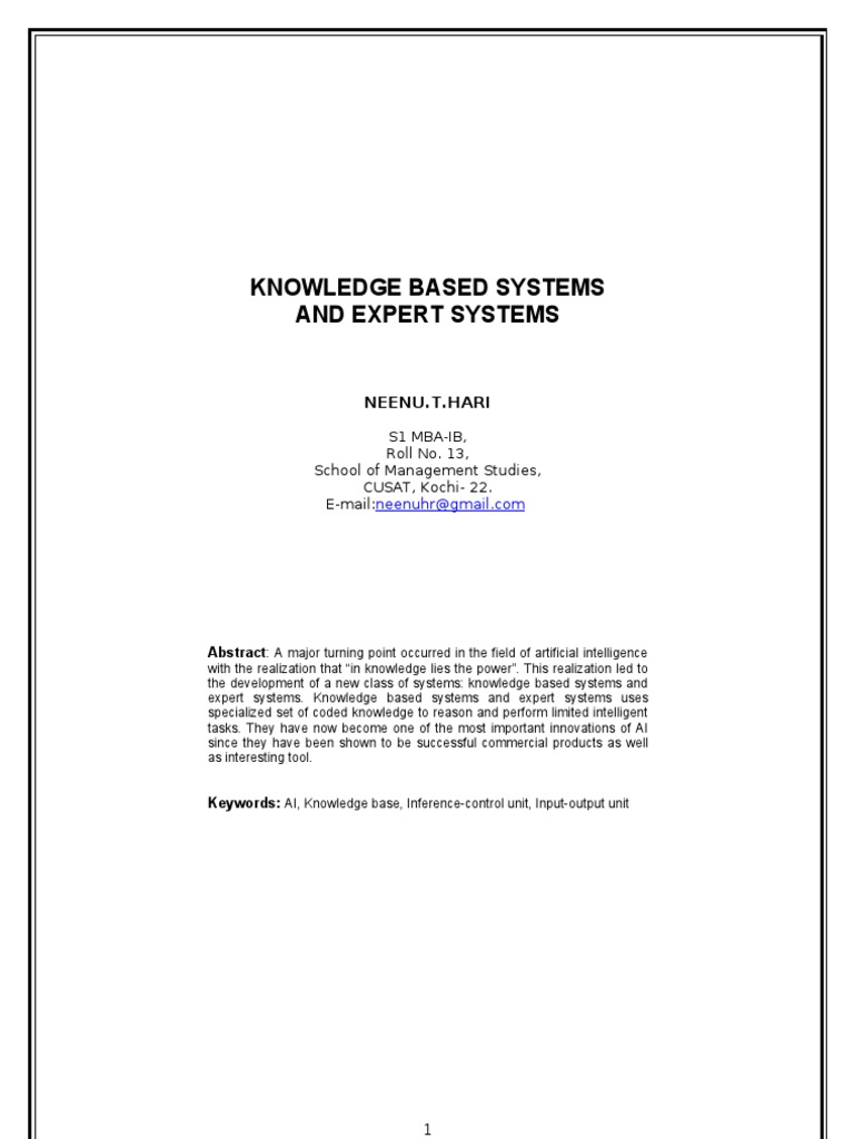 Overview of Knowledge-Based Systems | PDF | Artificial Intelligence ...