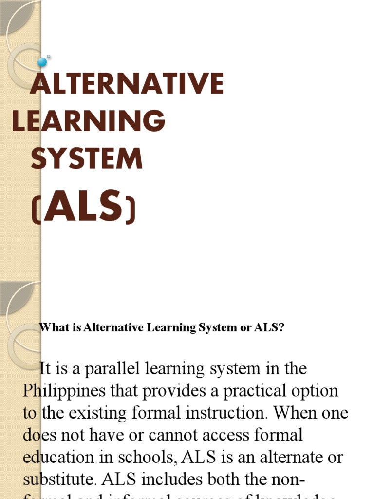 Alternative Learning System | PDF | Schools | Learning