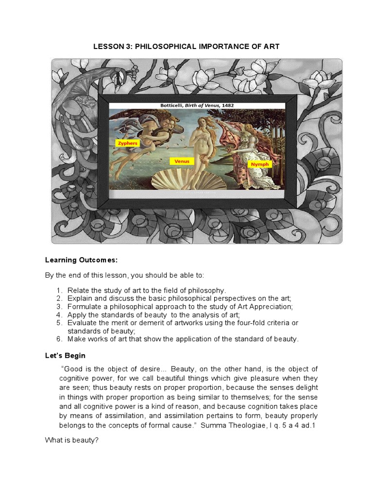 Art Appreciation Lesson 3 | PDF | Beauty | Plato