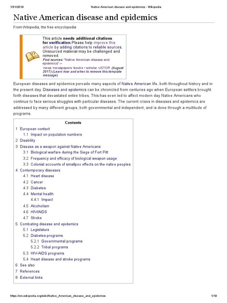 Native American Disease and Epidemics | PDF | Health Sciences | Medical ...