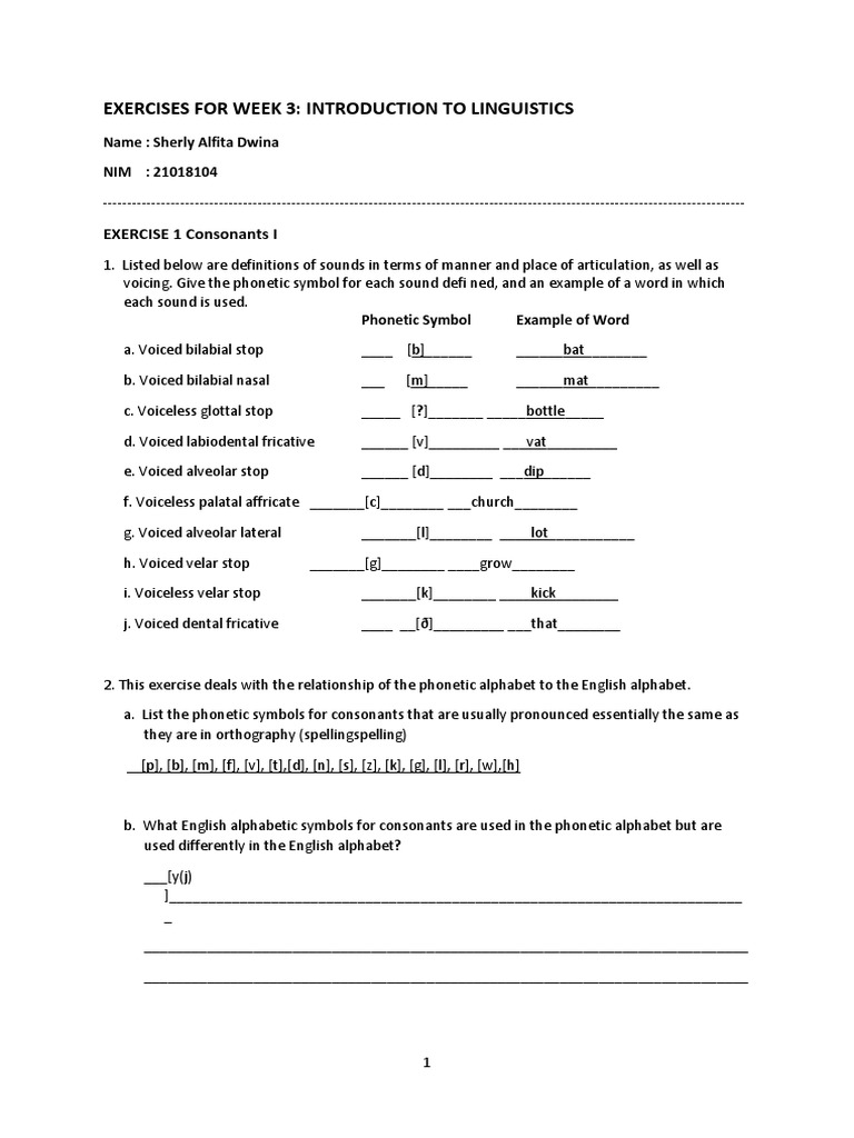 An Analysis of Consonant and Vowel Exercises Focusing on Phonetic ...