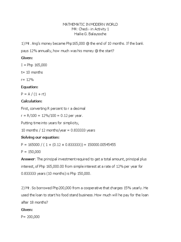 Mathematics in Modern World - M4A1 | PDF