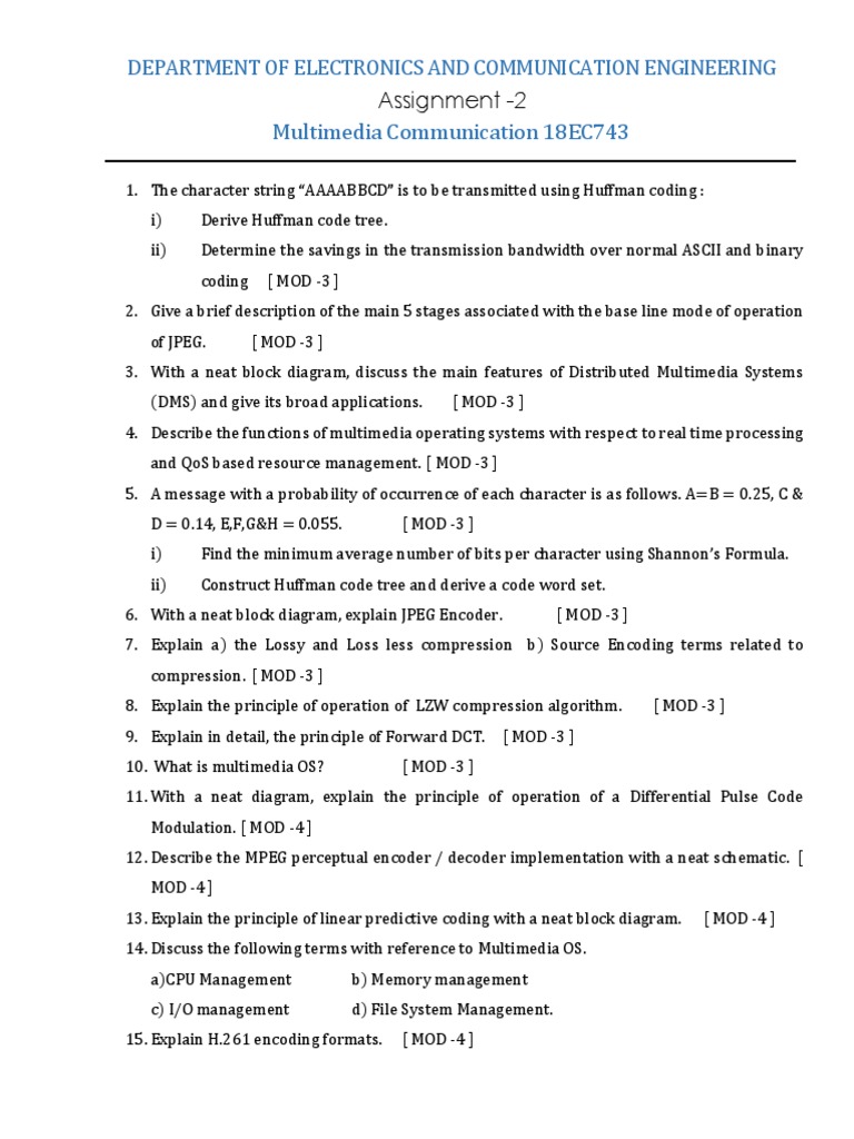 18EC743 Assignment - 2 Bsec | PDF