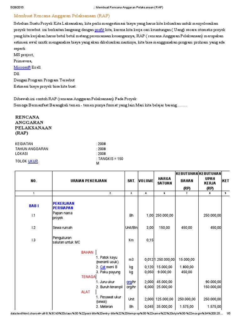 Membuat Rencana Anggaran Pelaksanaan (RAP) | PDF