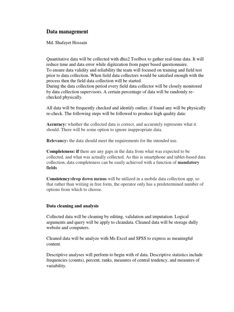 Data Management | PDF | Data | Data Collection