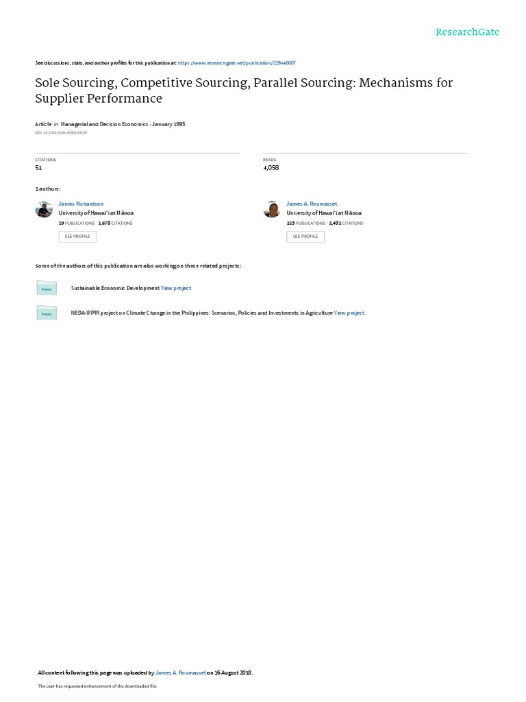 1995sole Sourcing, Competitive Sourcing, Parallel Sourcing Mechanisms ...