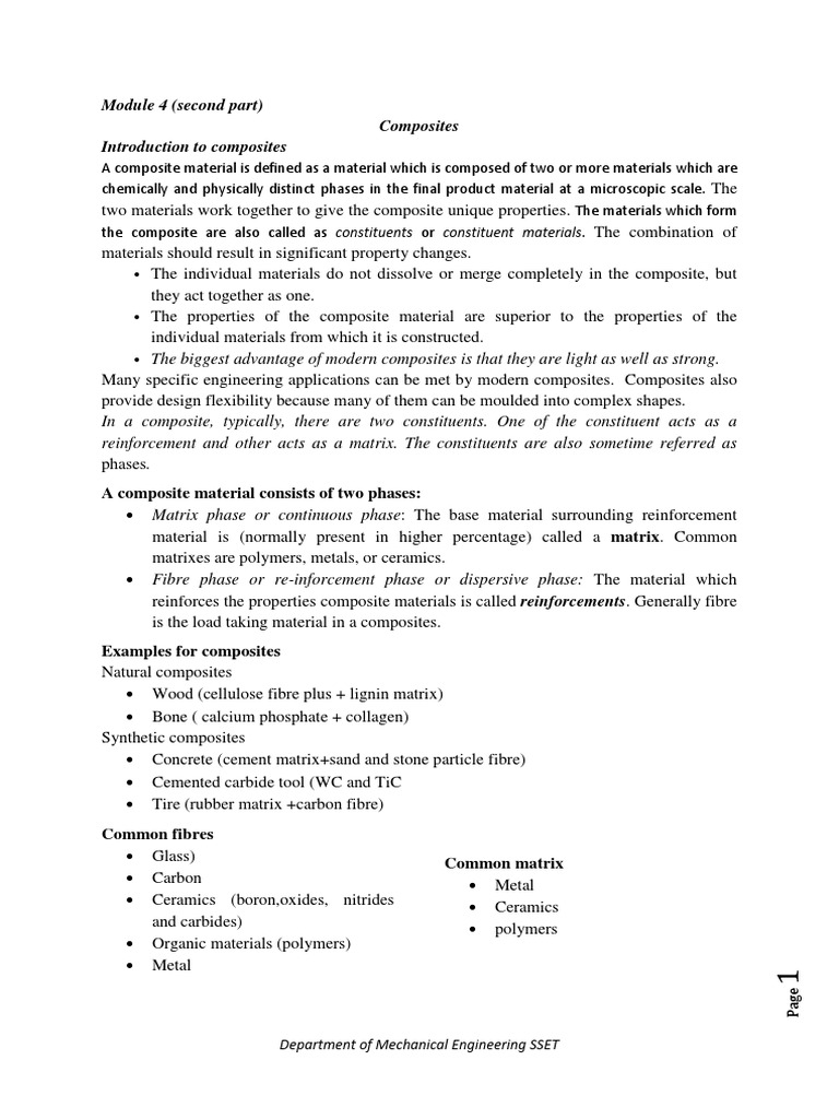 Module 4 (Second Part) Composites Introduction To Composites | PDF ...
