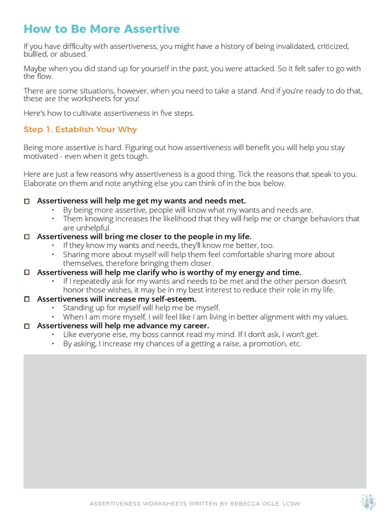 Assertiveness Worksheets Fillable | PDF | Psychological Concepts ...