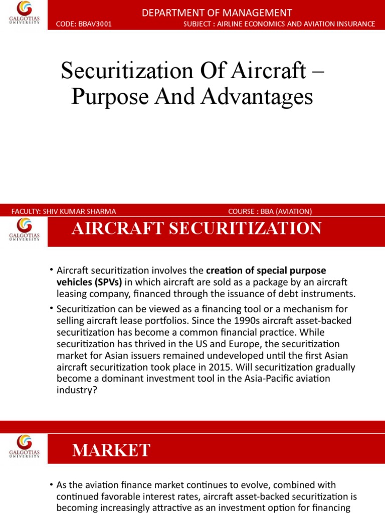 Securitization of Aircraft - Meaning, Purpose and Advantages | PDF ...