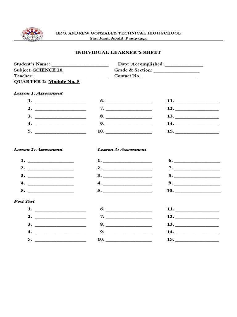 Science 10 Individual Learner's Sheet | PDF | Communication ...