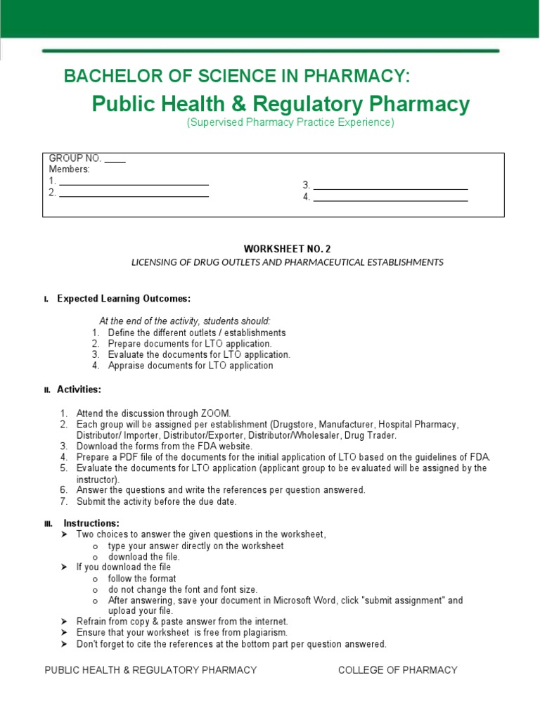 Worksheet No. 2 Module 2 | PDF | Pharmacy | Food And Drug Administration