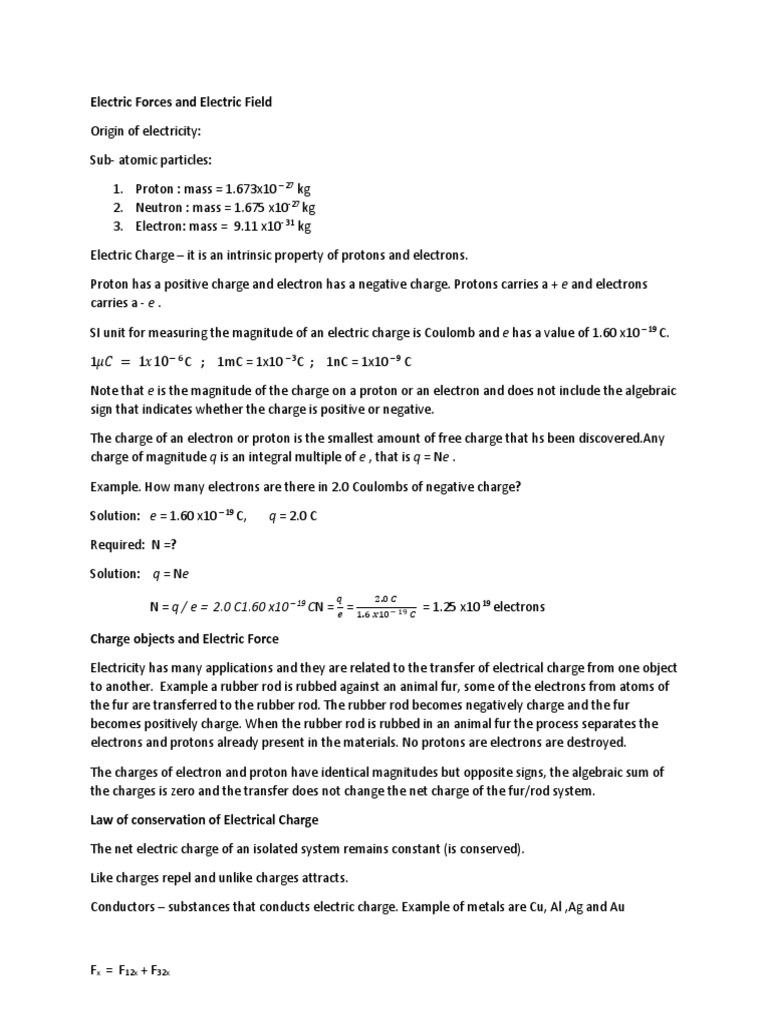 Electric Forces and Charge Conservation | PDF | Electric Charge | Electron