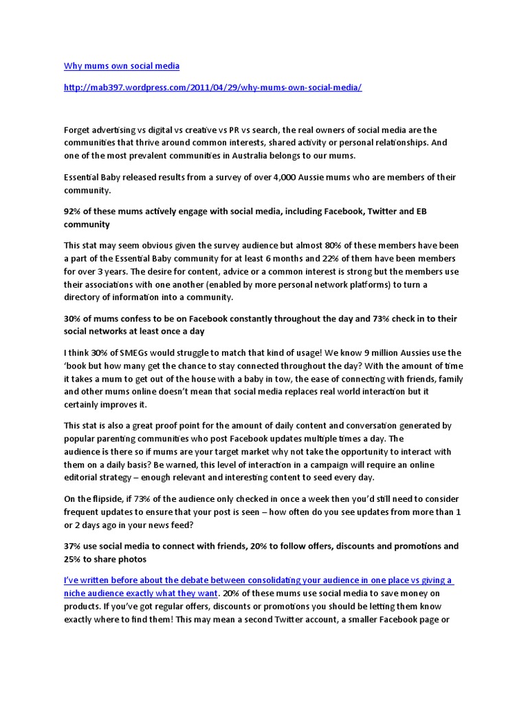 Why Mums Own Social | PDF | Popular Culture & Media Studies | Social Media